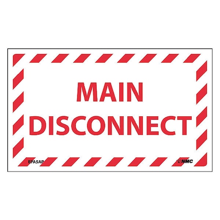 Nmc Main Disconnect Label, Pk5 EPA5AP | Zoro
