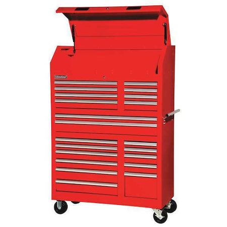 International Tool Box Toolbox, 20 Drawer, Red, 42" W x 18-3/4" D x 61 ...