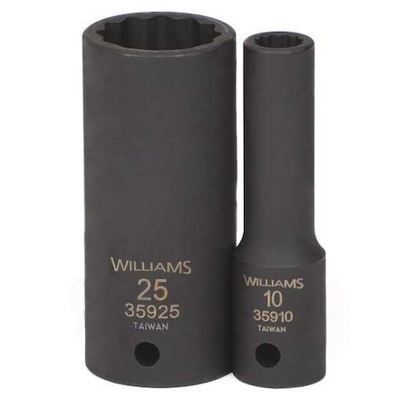 WILLIAMS 1/2" Impact Socket : Black Industrial - 35912