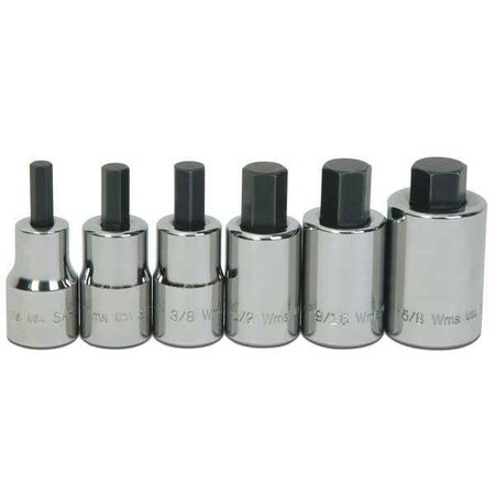 Williams Williams Hex Bit Socket Set, 1/2" D, 6 pcs. SAE WSSS-6RC | Zoro