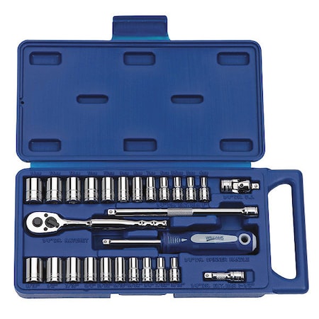 WILLIAMS 27 Piece 1/4" Drive Socket and Drive Tool Set, - JHW50672B