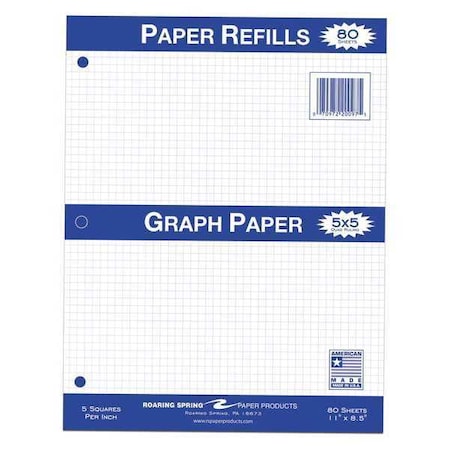 Roaring Spring Loose Leaf Graph Paper, 80 sht/PK, 8"x10.5", 5x5 Graph ...