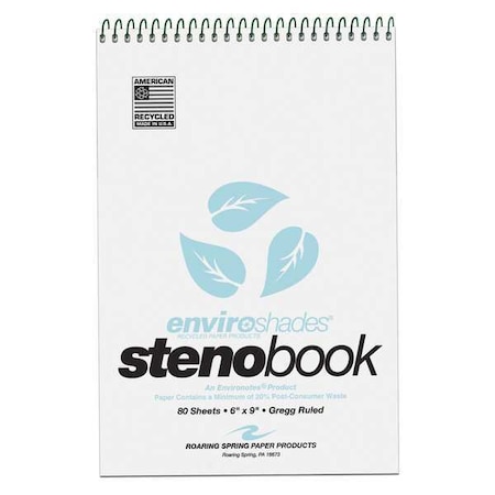Roaring Spring Case of Recycled Blue Steno Pads, 6"x9", Gregg Ruled, 80 ...