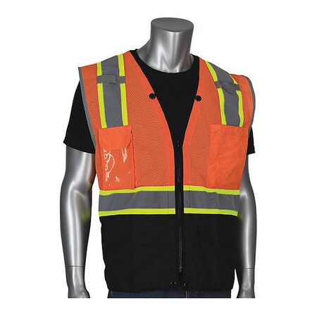 Pip Hi-Vis Vest, Bk Bottom Ripstop, Org, 3XL 302-0650D-OR/3X | Zoro