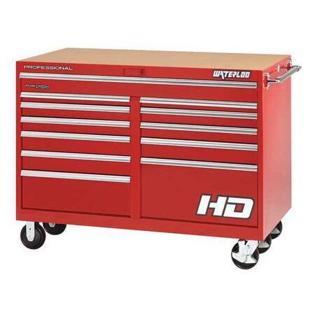 Waterloo Cabinet, 12 Drawer, 56", Red, 12 Drawer, Black, 56" W x PCA ...