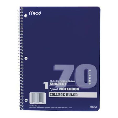 Mead Paper Co College Rule Notebook, 1 Subject, 70Sheets 05512 | Zoro