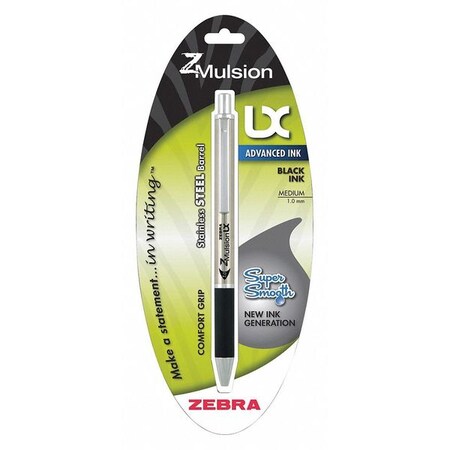 Zebra Technologies Retractable, Emulsion Pen, 1.0mm, Black 34511 | Zoro