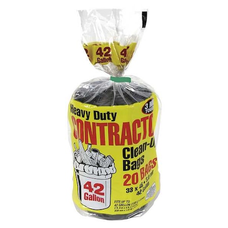 Tough Guy 42 Gal Contractor Trash Bags, 33 in x 48 in, Contractor, 3 ...