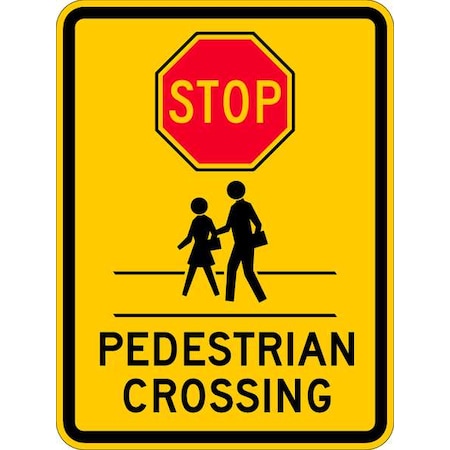 Lyle Stop Pedestrian Crossing Sign, 24" Height, 18" Width, Aluminum ...