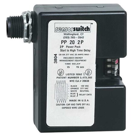 Sensorswitch Power Pack, RlyCktProt, 2Pole, 120/277V, Blk PP20 2P | Zoro
