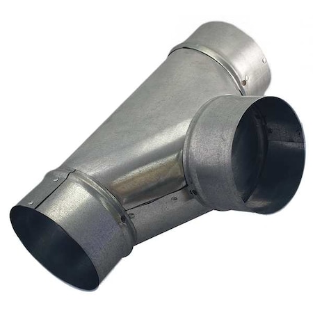 Greenseam Round Duct Tee, 12 in Duct Dia, Galvanized Steel, 26 ga GA ...