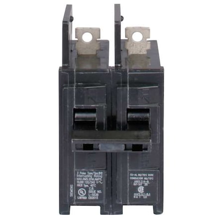 SIEMENS 20A, 2 pole Miniature Circuit Breaker, BQH, 240V AC, - BQ2H020