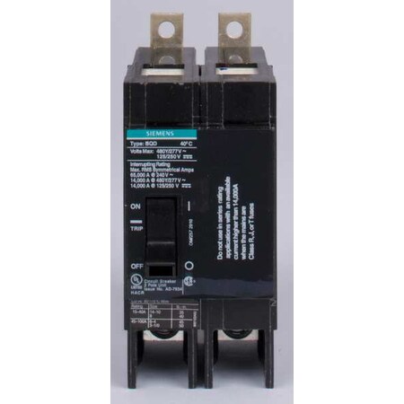 SIEMENS 40A, 2 pole Miniature Circuit Breaker, BQD, 480V AC, - BQD240
