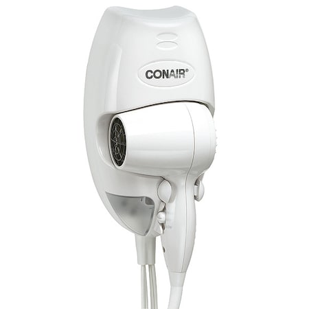 Conair Hairdryer, Wallmount, White, 1600 Watts 134W | Zoro