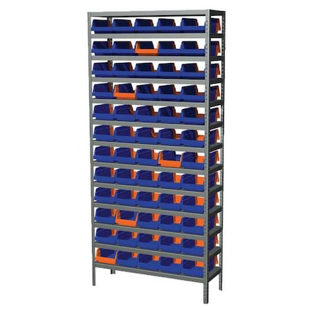 Akro-Mils Steel Bin Shelving, 36 in W x 79 in H x 12 in D, 13 Shelves ...
