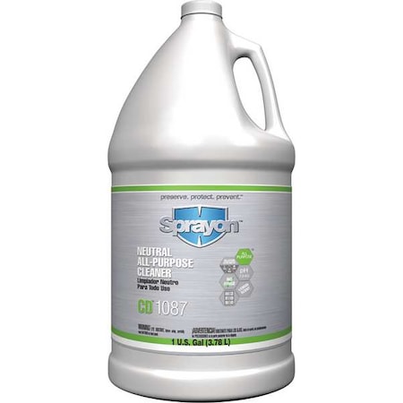 Sprayon Neutral pH All Purpose Cleaner, 1 gal. Jug, Liquid, Yellow ...