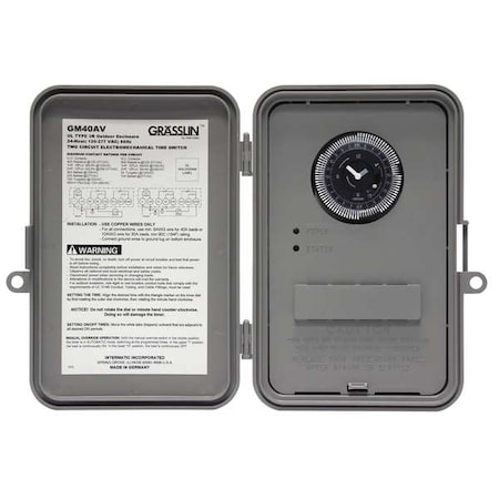 Intermatic Electromechanical Timer, 24Hr, 3R, 40A GM40AV | Zoro