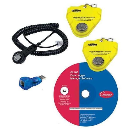 Cooper-Atkins Data Logger, Temperature, -40 to 185 F GL100 | Zoro