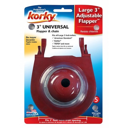 Korky Korky Three Inch Adjustable Flapper (3060BP) | Zoro
