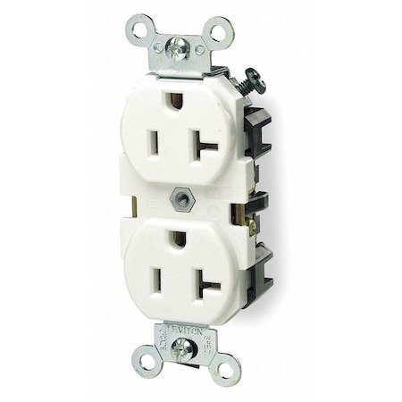 Leviton Receptacle, 20 A Amps, 125VAC, Duplex Outlet, 5-20R, White 5362 ...