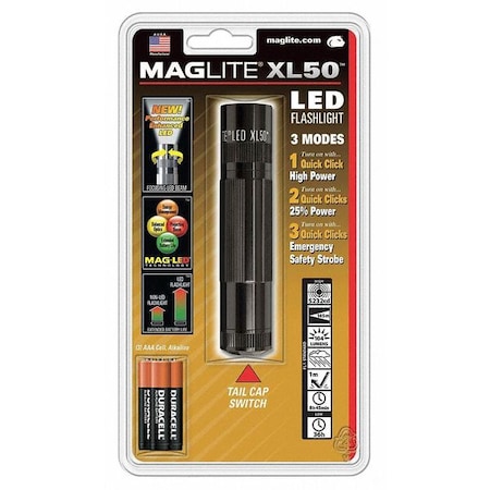 Maglite MAGLITE LED 200 Lumens Tactical Black Mini Flashlight (XL50 ...