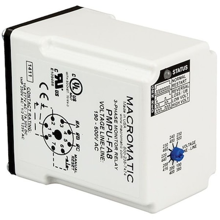 Macromatic 3 Phase Monitor Relay, SPDT, 500VAC, 8 Pin PMPU-FA8 | Zoro