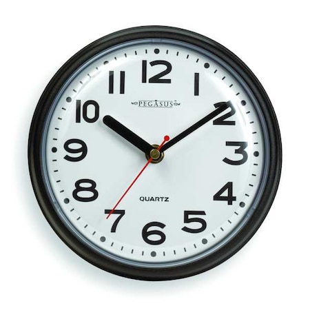 Zoro Select 7" Analog Quartz Wall Clock, Black 6NN64 | Zoro