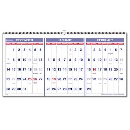 At-A-Glance Deluxe Three-Month Reference Wall Calendar, Horizontal, 24 x 12, 15-Month: Dec 2024 ...