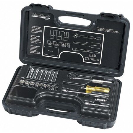 BLACKHAWK BY PROTO 1/4" Socket Set, 21 Piece, Chrome - 1421-MNB