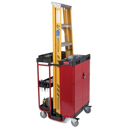 Rubbermaid Ladder Cart with Cabinet, Structural Foam, Metal, 4 to 7 ...