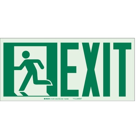 Brady Exit Sign, 5X14", GRN/WHT, Exit, ENG, SURF 81923 | Zoro
