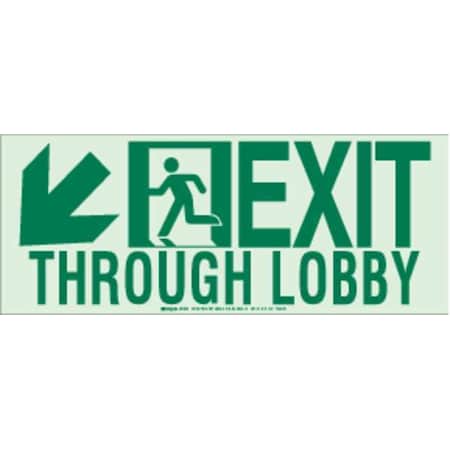 Brady Exit Sign, Aluminum, 18" W, 7" H, Exit Through Lobby, White 81828 ...