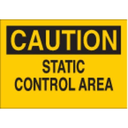 Brady Caution, Static Control Area, 14" W x 10" H, Rectangle, Plastic ...