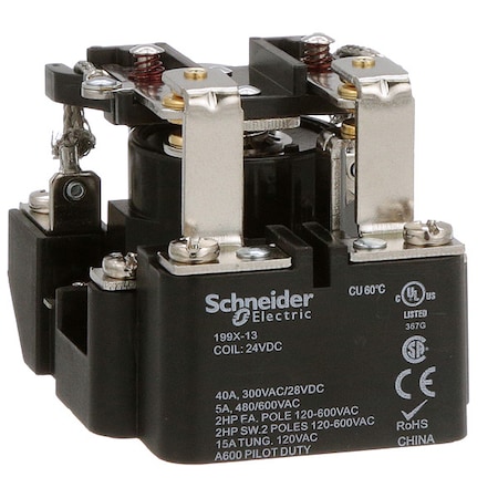 Schneider Electric Open Power Relay, Surface Mounted, DPDT, 24V DC, 8 ...
