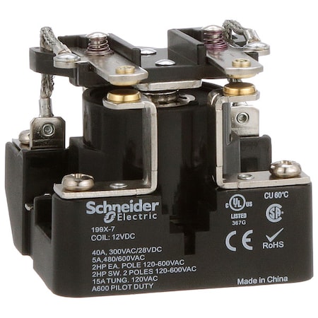 Schneider Electric Open Power Relay, Surface Mounted, DPST-NO, 12V DC ...