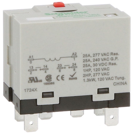 Schneider Electric Enclosed Power Relay, Socket Mounted, DPST-NO, 120V ...
