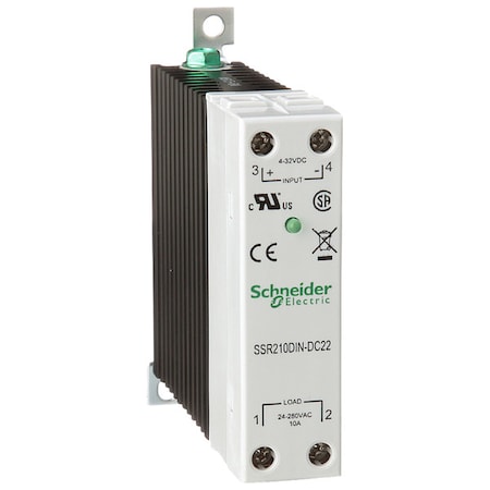 Schneider Electric Solid State Relay, 4 to 32VDC, 10A SSR210DIN-DC22 | Zoro