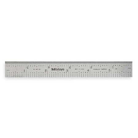 Mitutoyo Steel Rule, Rigid, 6 In, 32/64/10/100ths 182-103 | Zoro