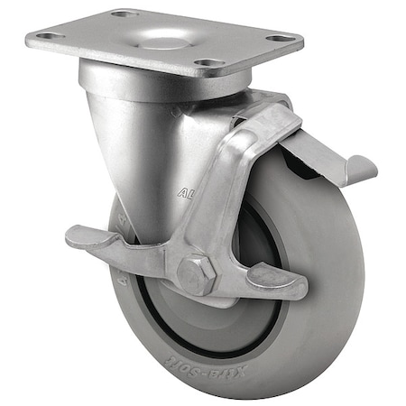 Albion 4" X 1-1/4" Non-Marking Rubber Soft Round Swivel Caster, Face ...