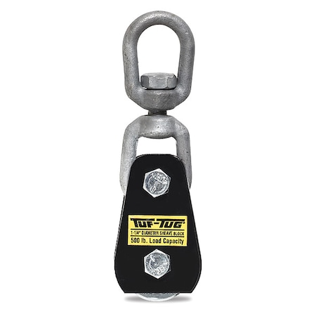 Tuf-Tug Sheave Blocks , Wire Rope , 3/16 in Max Cable Size, 500 lb Max ...