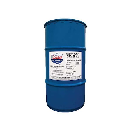 Lucas Oil Red "N" Tacky Grease, 1x1/120 lb Keg, 120 lb, Drum, Red 10028 ...