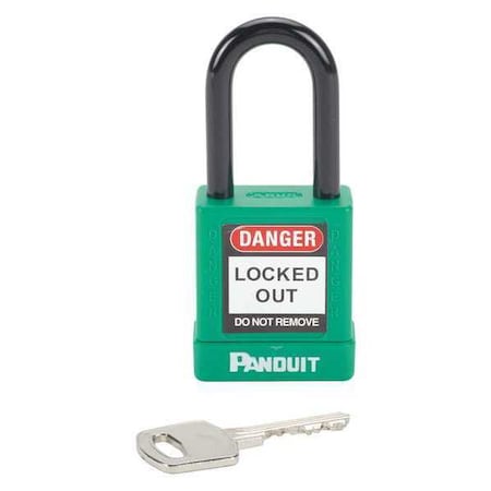 Panduit Safety Lockout Padlock, Aluminum, Green, 1-1/2" Shackle Height ...
