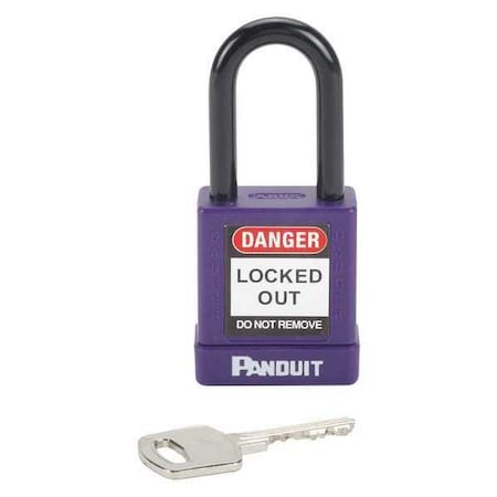 Panduit Safety Lockout Padlock, Aluminum, Purple, 1-1/2" Shackle Height ...