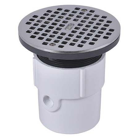 Oatey Round Adjustable Drain, PVC, Chrome, 3" or 4", Pipe or Hub 72187 ...