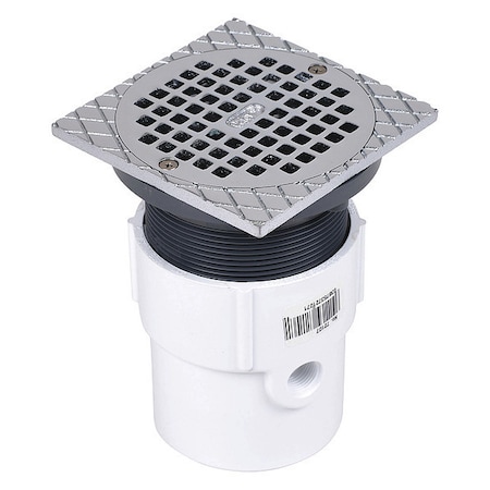 Oatey 3" or 4" Pipe Dia. PVC, Chrome Adjustable Drain, Height (In.): 5 ...