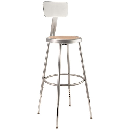 National Public Seating Round Stool with Backrest, Height 25" to 30 ...