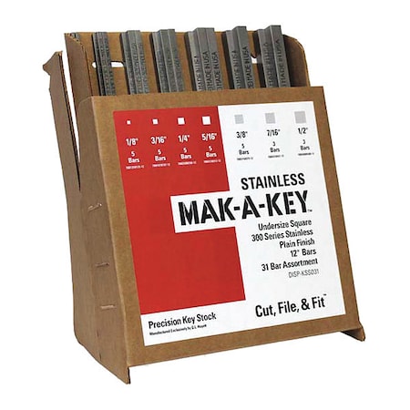 Mak-A-Key Undersized Key Stock Assortment, Stainless Steel DISP-KSS031 ...