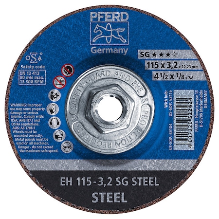 Pferd Abrasive Cut-Off Wheel, Type 27, 4-1/2 in Dia, 1/8 in Thick, 5/8 ...