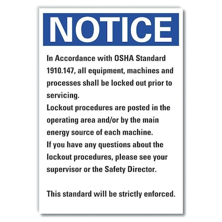 Lyle Lockout Tagout Notice Reflective Label, 10 in Height, 7 in Width ...