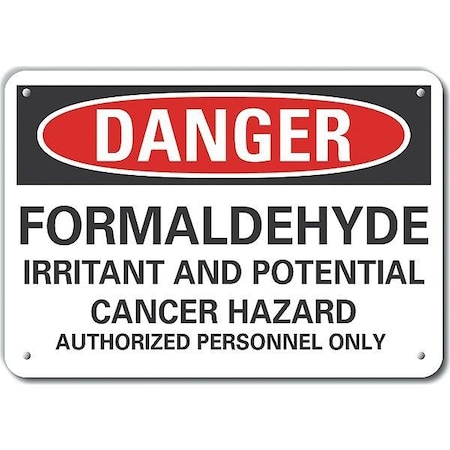 Lyle Aluminum Formaldehyde Danger Sign, 7 in Height, 10 in Width ...